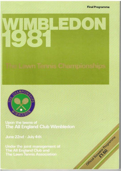 1981 Wimbledon Championships Final Programme – Tennis Gallery Wimbledon